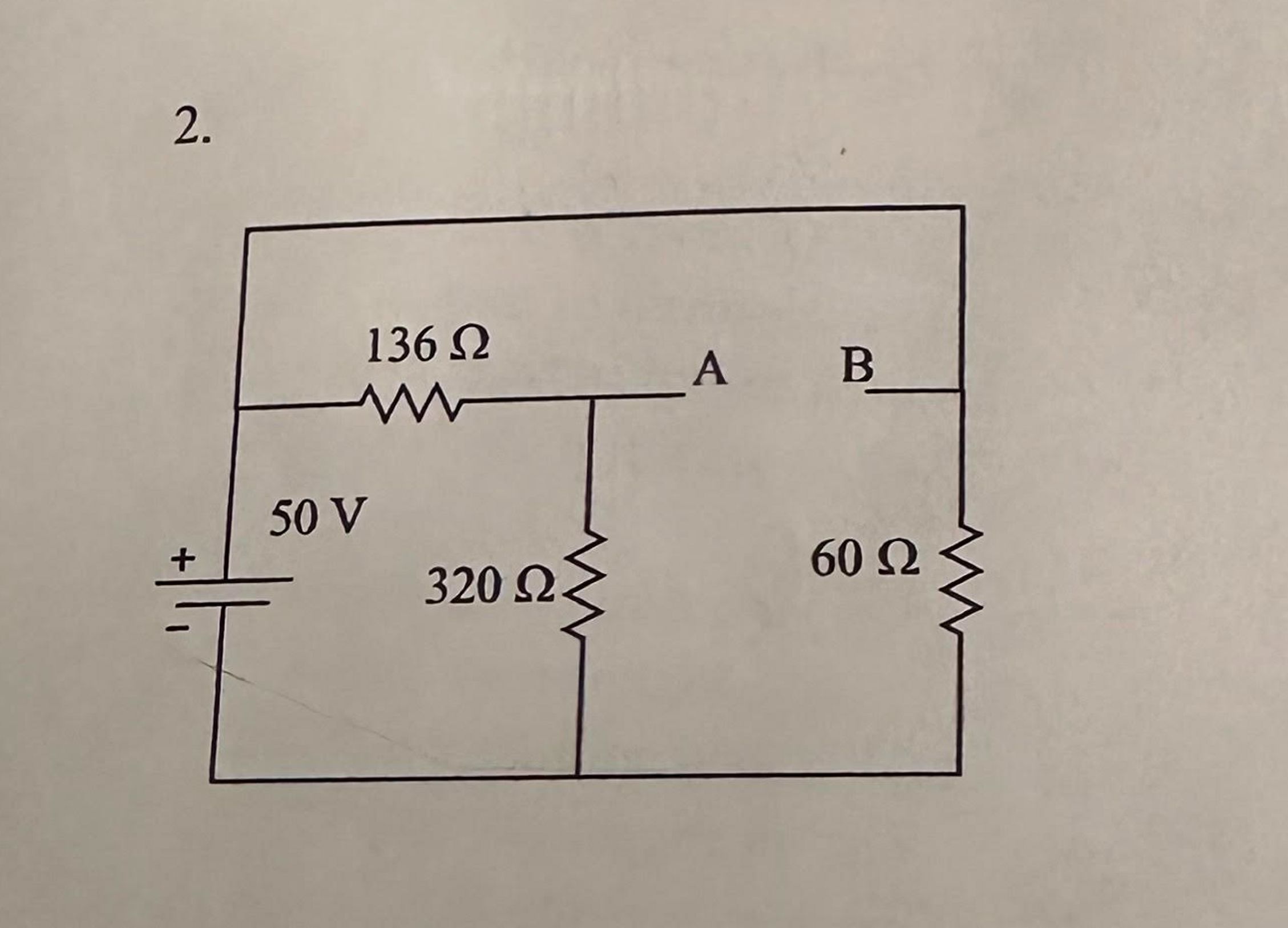 Solved find thevenins equivalent between points A and B in | Chegg.com