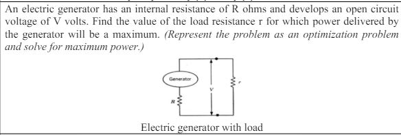 An electric generator has an internal resistance of R | Chegg.com