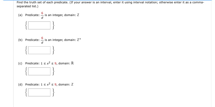 Solved Find the truth set of each predicate. (If your answer | Chegg.com