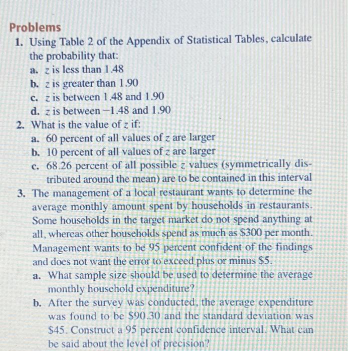 Solved Problems 1. Using Table 2 of the Appendix of | Chegg.com