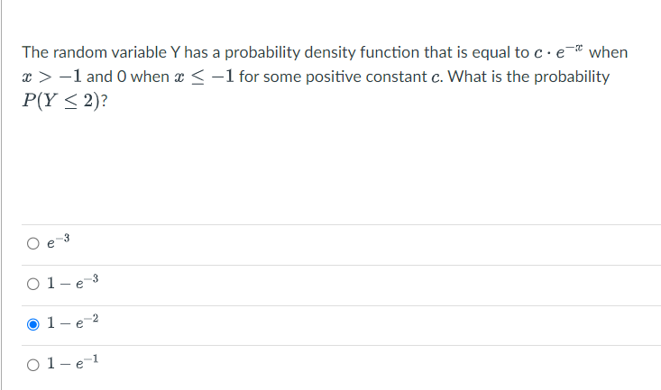 Solved 1. ﻿The random variable Y ﻿has a probability density | Chegg.com