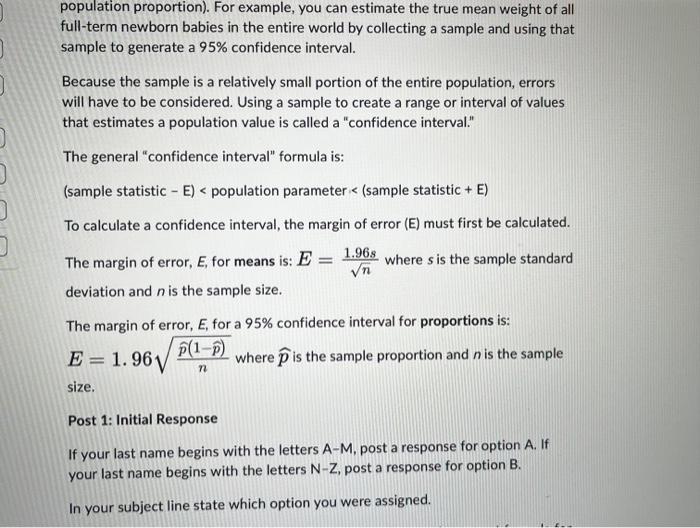 Solved population proportion). For example, you can estimate | Chegg.com