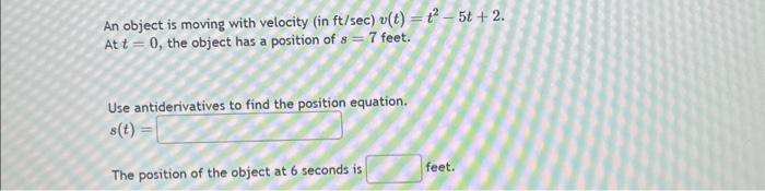 Solved An Object Is Moving With Velocity In