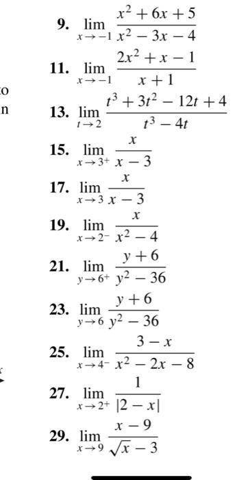 Solved 9. limx→−1x2−3x−4x2+6x+5 11. limx→−1x+12x2+x−1 13. | Chegg.com