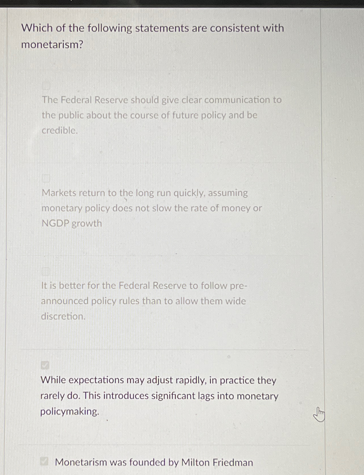 Solved Which of the following statements are consistent with | Chegg.com