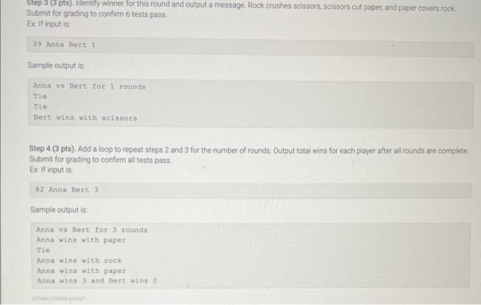 Solved 18.4 LAB*: Program: Rock paper scissors Program | Chegg.com