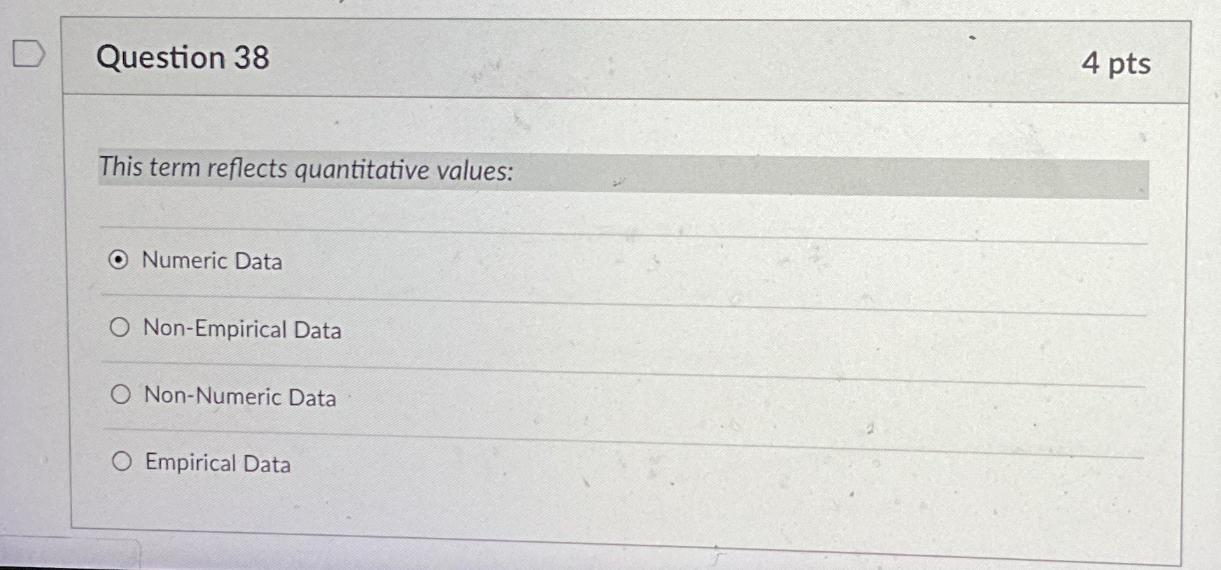 Solved Question 384 ﻿ptsThis term reflects quantitative | Chegg.com