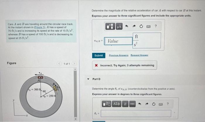 Solved Determine the magnitude of the relative acceleration | Chegg.com