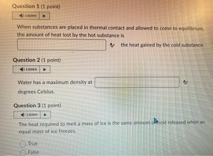Solved When substances are placed in thermal contact and | Chegg.com