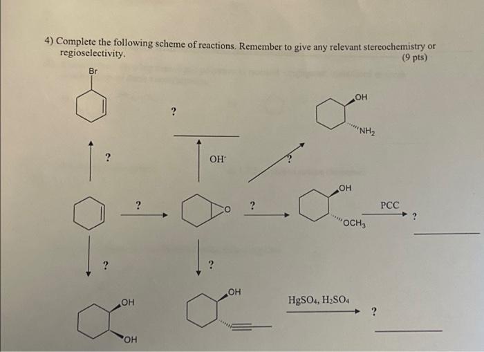 4) Complete the following scheme of reactions. | Chegg.com