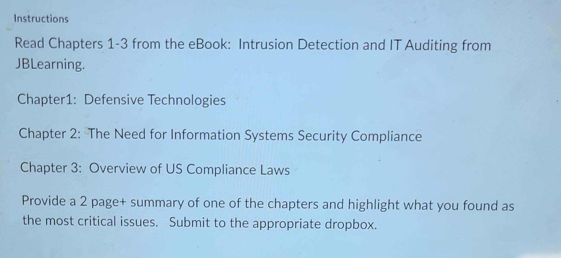 Instructions Read Chapters 1-3 from the eBook: | Chegg.com