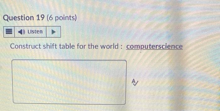Solved Construct Shift Table For The World Computerscience 3726