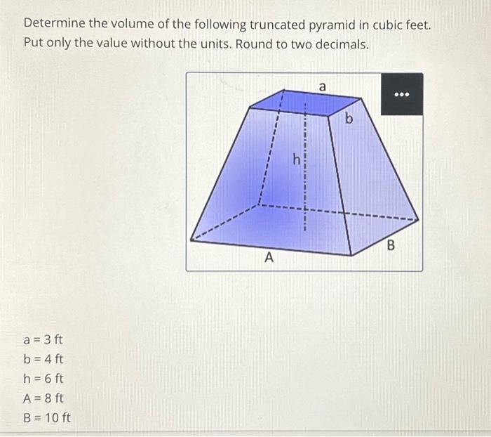 Solved Determine the volume of the following truncated | Chegg.com