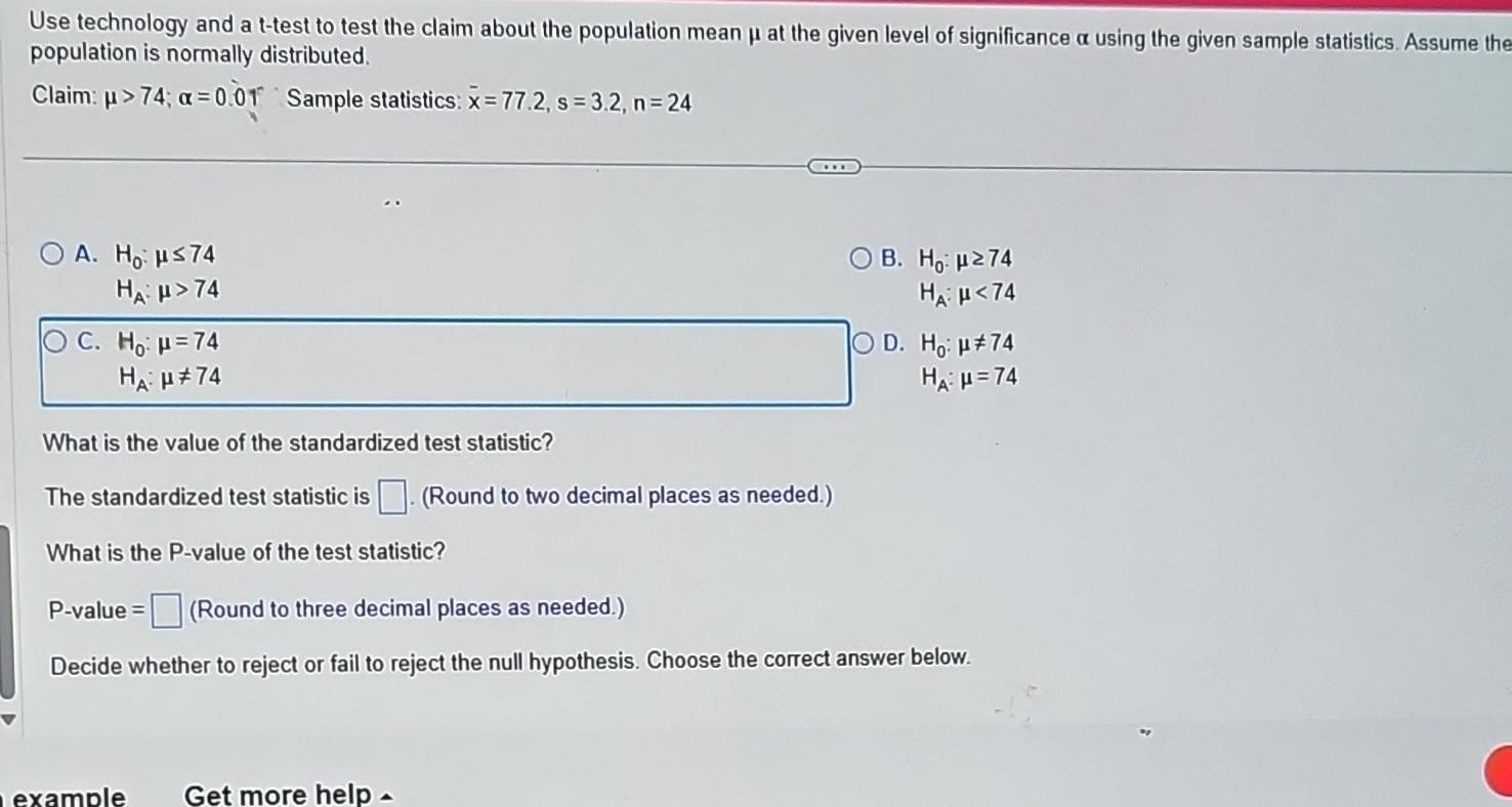 Solved Use Technology And A T Test To Test The Claim About 7504