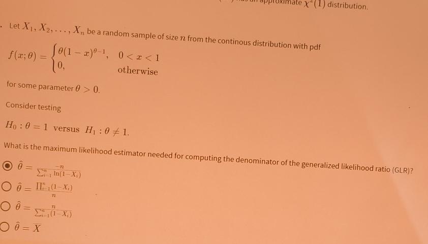 Solved Let x1,x2,dots,xn ﻿be a random sample of size n ﻿from | Chegg.com
