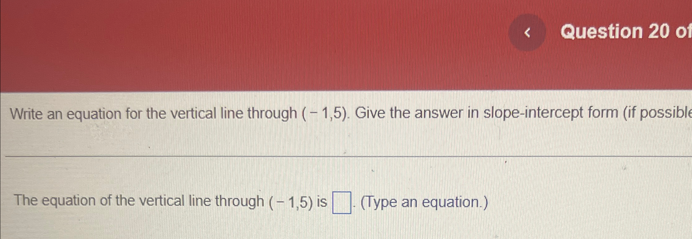 Solved Write an equation for the vertical line through | Chegg.com