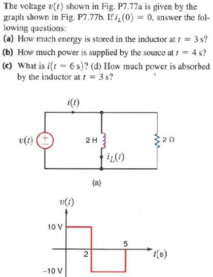 Solved The voltage upsilon(t) shown in Fig. P7.77a is given | Chegg.com