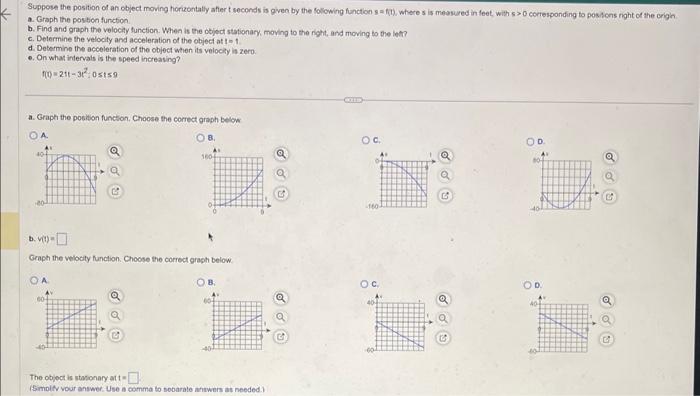Solved Suppose the position of an object moving horizontally | Chegg.com