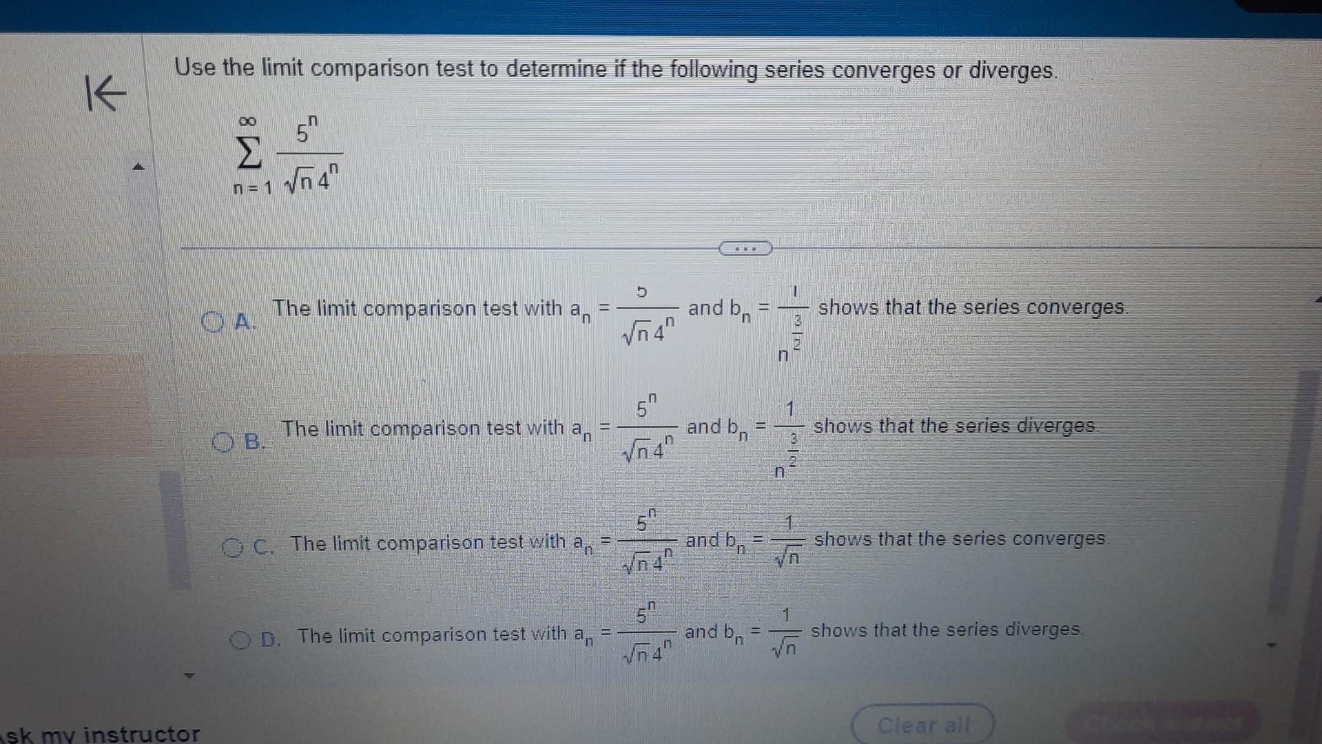 Solved Use the limit comparison test to determine if the | Chegg.com