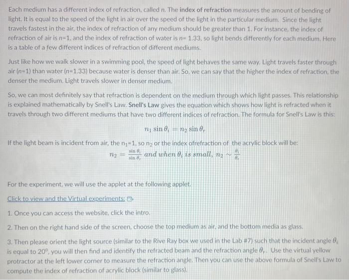 Solved What happens when light travels from one medium to | Chegg.com