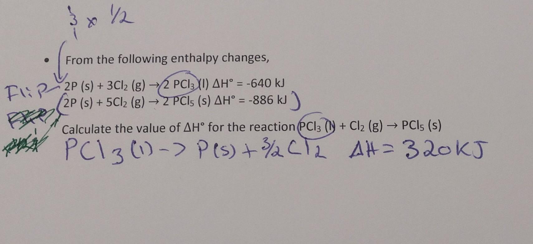 Solved - From the following enthalpy changes, 2P( s)+3Cl2( | Chegg.com