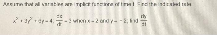 Solved Assume that all variables are implicit functions of | Chegg.com