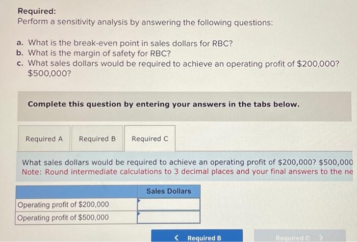Solved Required: Perform A Sensitivity Analysis By Answering 