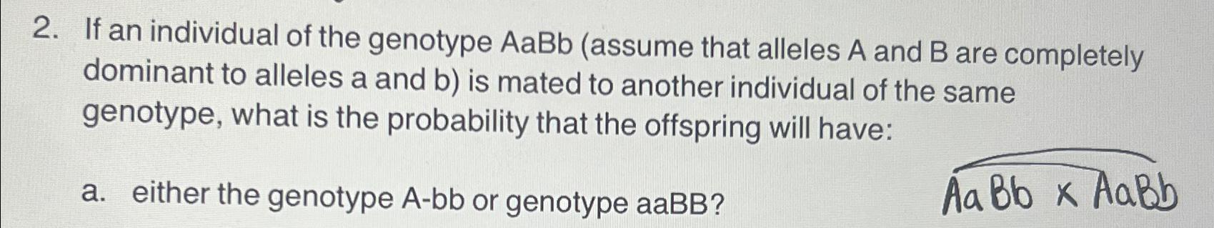 Solved If an individual of the genotype AaBb (assume that | Chegg.com