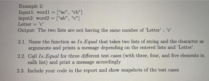 Solved 2 Given Two Lists Of String Word 1 And Word 2 Write