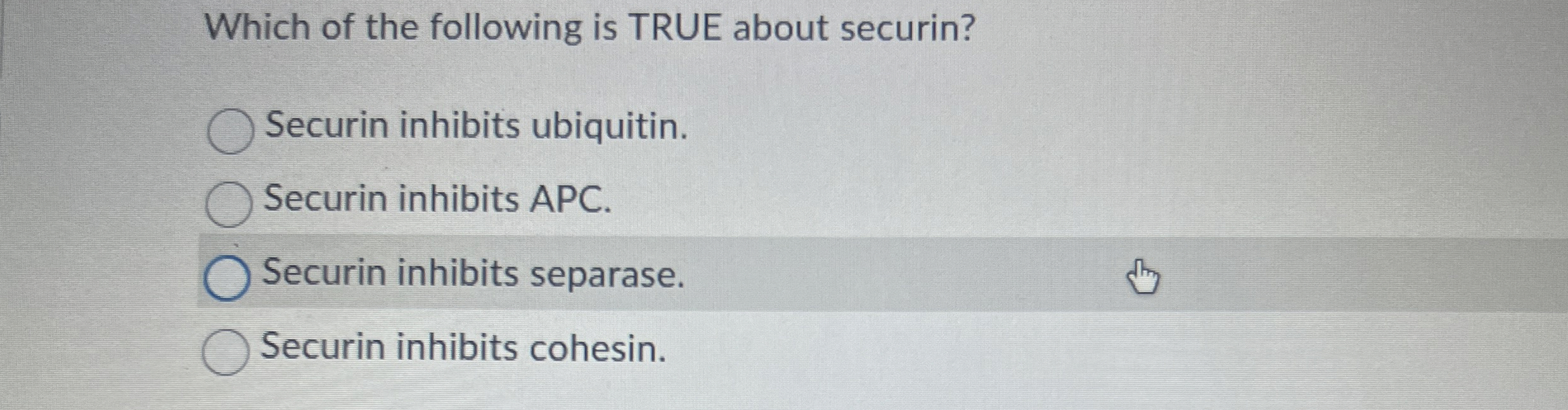 Solved Which of the following is TRUE about securin?Securin | Chegg.com