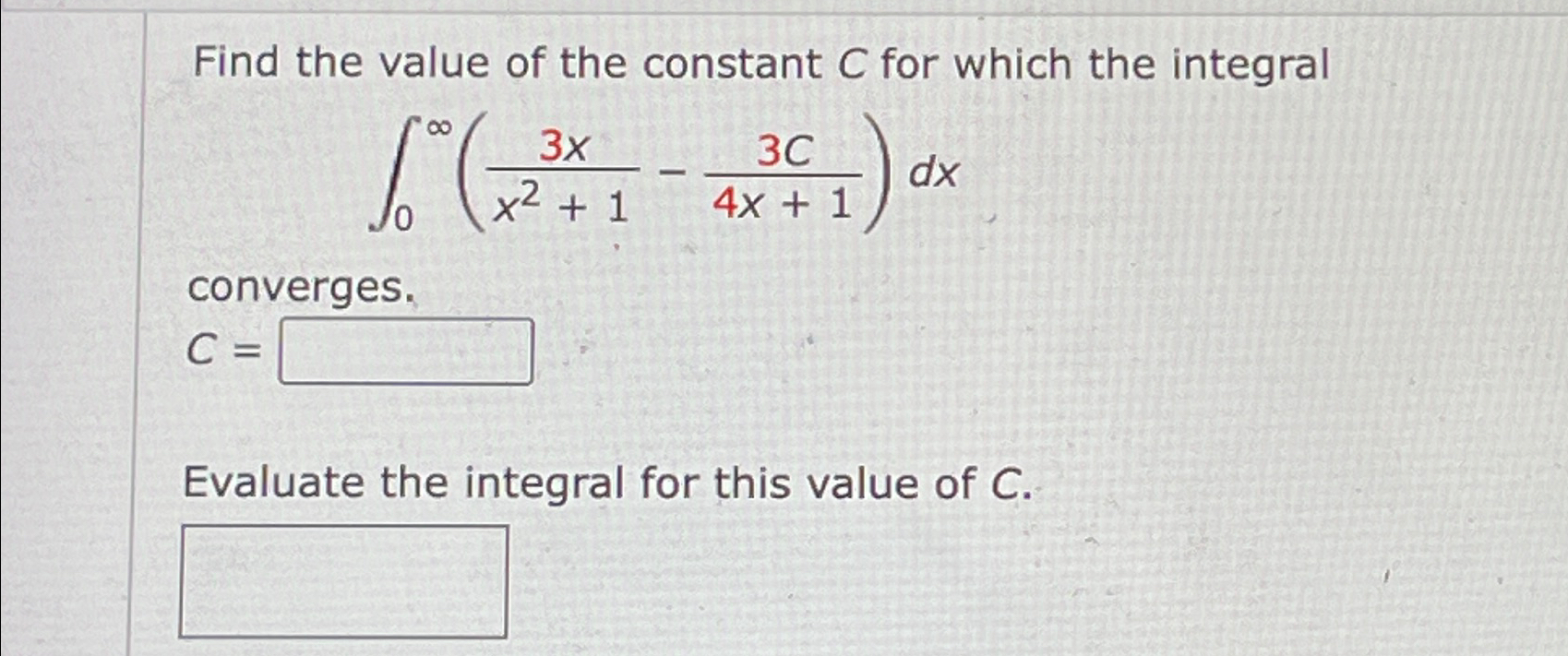 Solved Find the value of the constant C ﻿for which the | Chegg.com