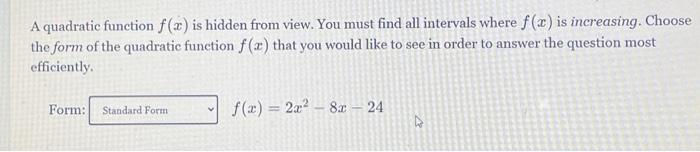 Solved A quadratic function f(x) is hidden from view. You | Chegg.com
