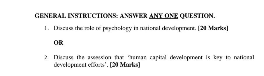 Solved GENERAL INSTRUCTIONS: ANSWER ANY ONE QUESTION. 1. | Chegg.com