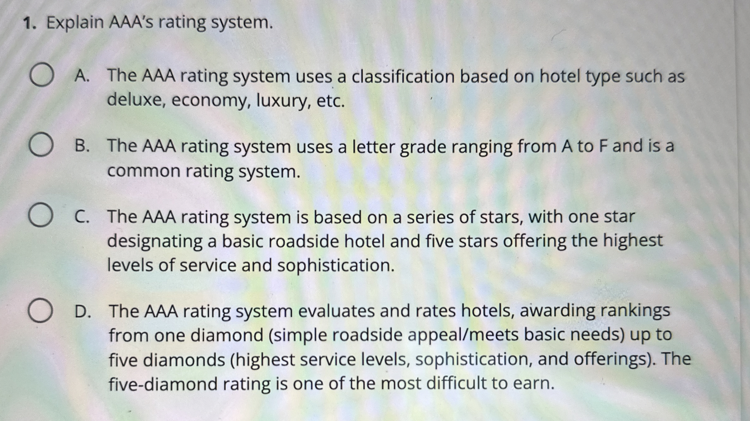 Solved Explain AAA 's rating system.A. ﻿The AAA rating | Chegg.com