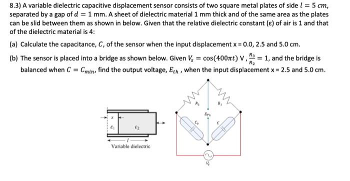 Solved 8 3 A Variable Dielectric Capacitive Displacement