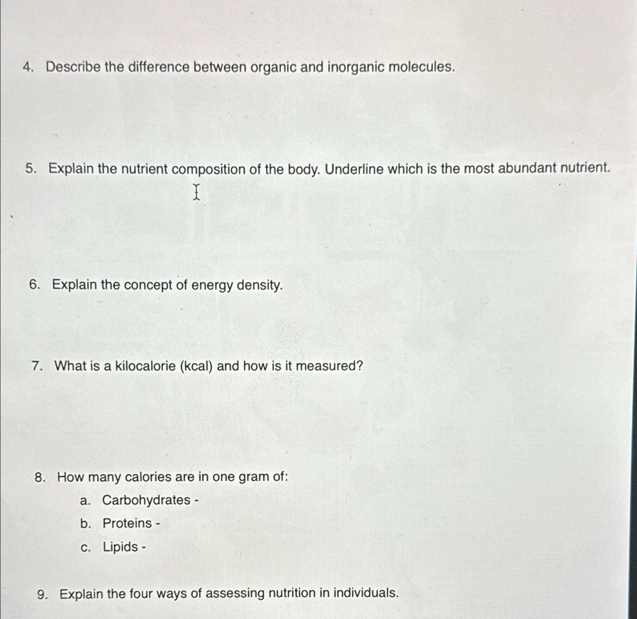 Solved Describe the difference between organic and inorganic | Chegg.com