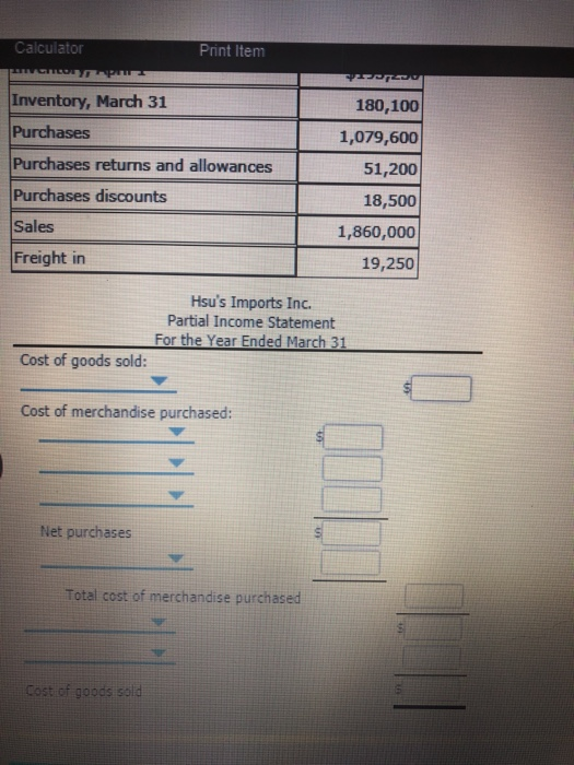 Solved Using the following data taken from Husu's Imports | Chegg.com Solved Using the following data taken from Husu's Imports | Chegg.com