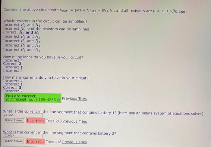 Consider the above circuit with Vbat =$ V1 V, Vbat =$ | Chegg.com