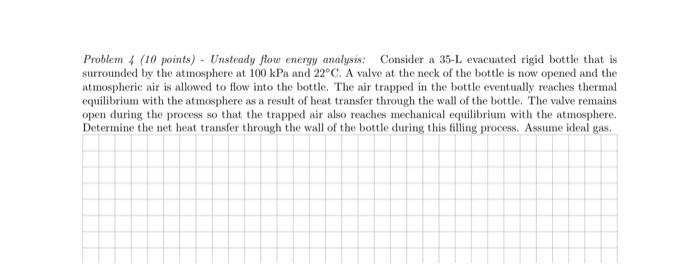 Solved Problem 4 (10 points) - Unsteady flow energy | Chegg.com