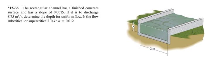 Solved *12-36. The rectangular channel has a finished | Chegg.com