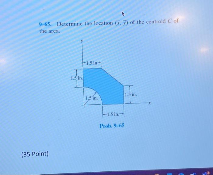 Solved 9-65. Determine the location (x, y) of the centroid C | Chegg.com