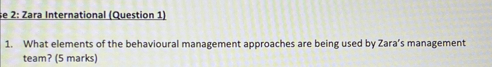 Solved What elements of the behavioural management | Chegg.com