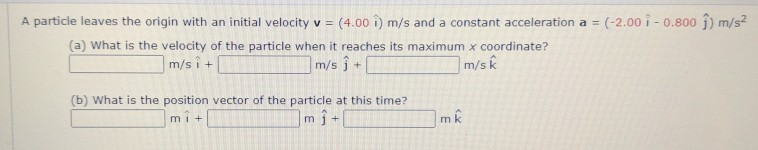Solved A particle leaves the origin with an initial velocity | Chegg.com