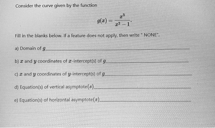 Solved Consider the curve given by the function g(x)=x2−1x3 | Chegg.com
