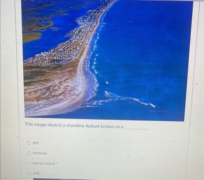 Solved This image depicts a shoreline feature known as a | Chegg.com