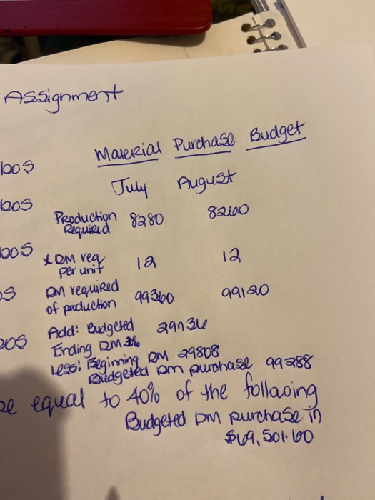 Assignment bos bos Production 8280 Required Xom reg | Chegg.com