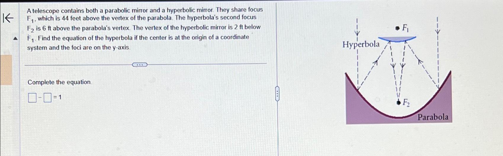 Solved A telescope contains both a parabolic mirror and a | Chegg.com