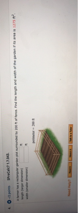 Solved 4. -12 points SPreCalc7 1.7.043. A farmer has a | Chegg.com