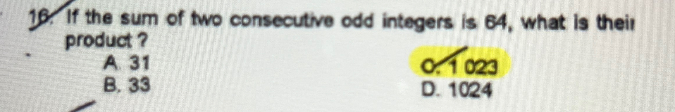 Solved If the sum of two consecutive odd integers is 64 , | Chegg.com