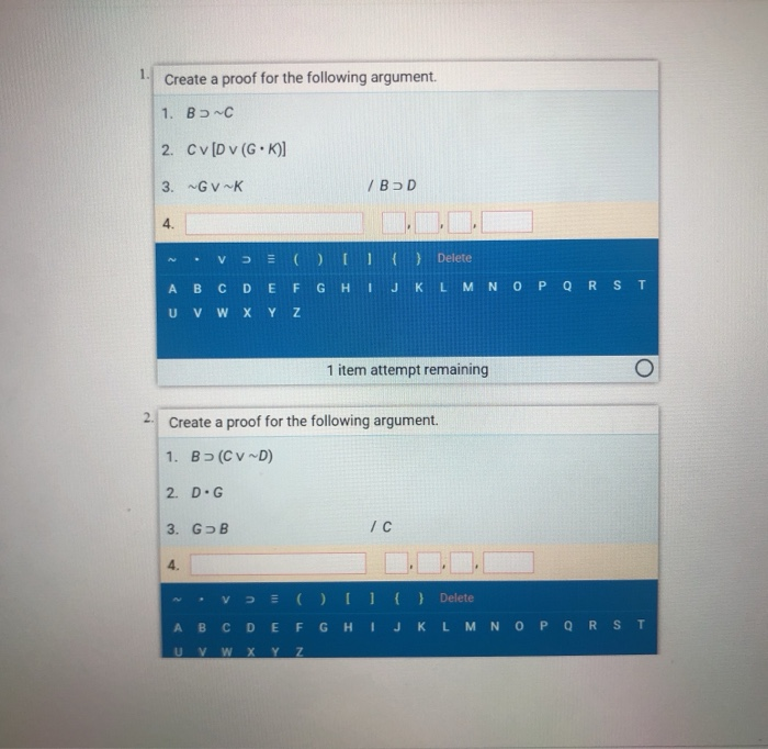 Solved 1. Create a proof for the following argument. 1. BC | Chegg.com